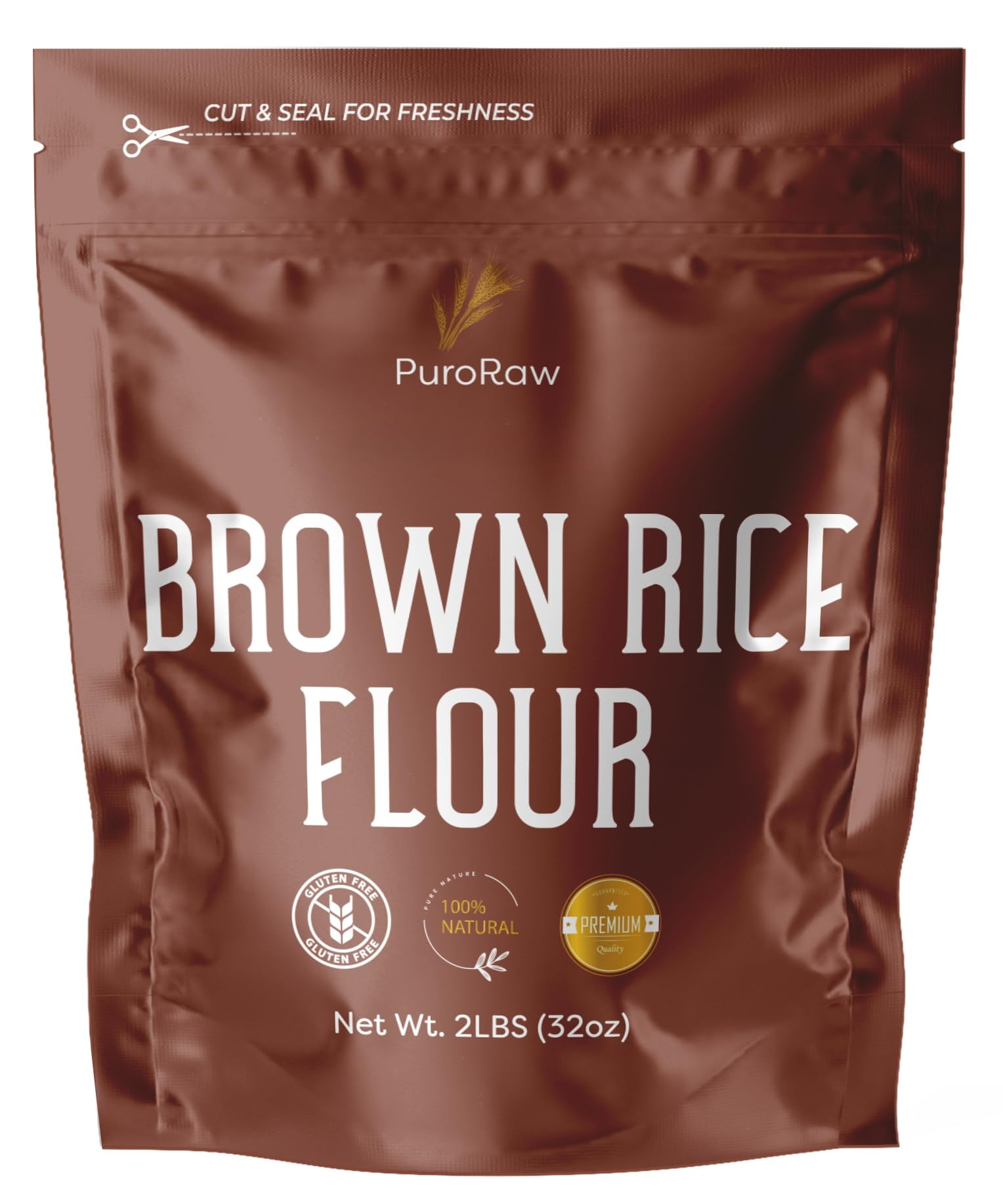 PuroRaw Brown Flour, DEF29 2lb, Premium Brown Flour Gluten Free, Flour ...