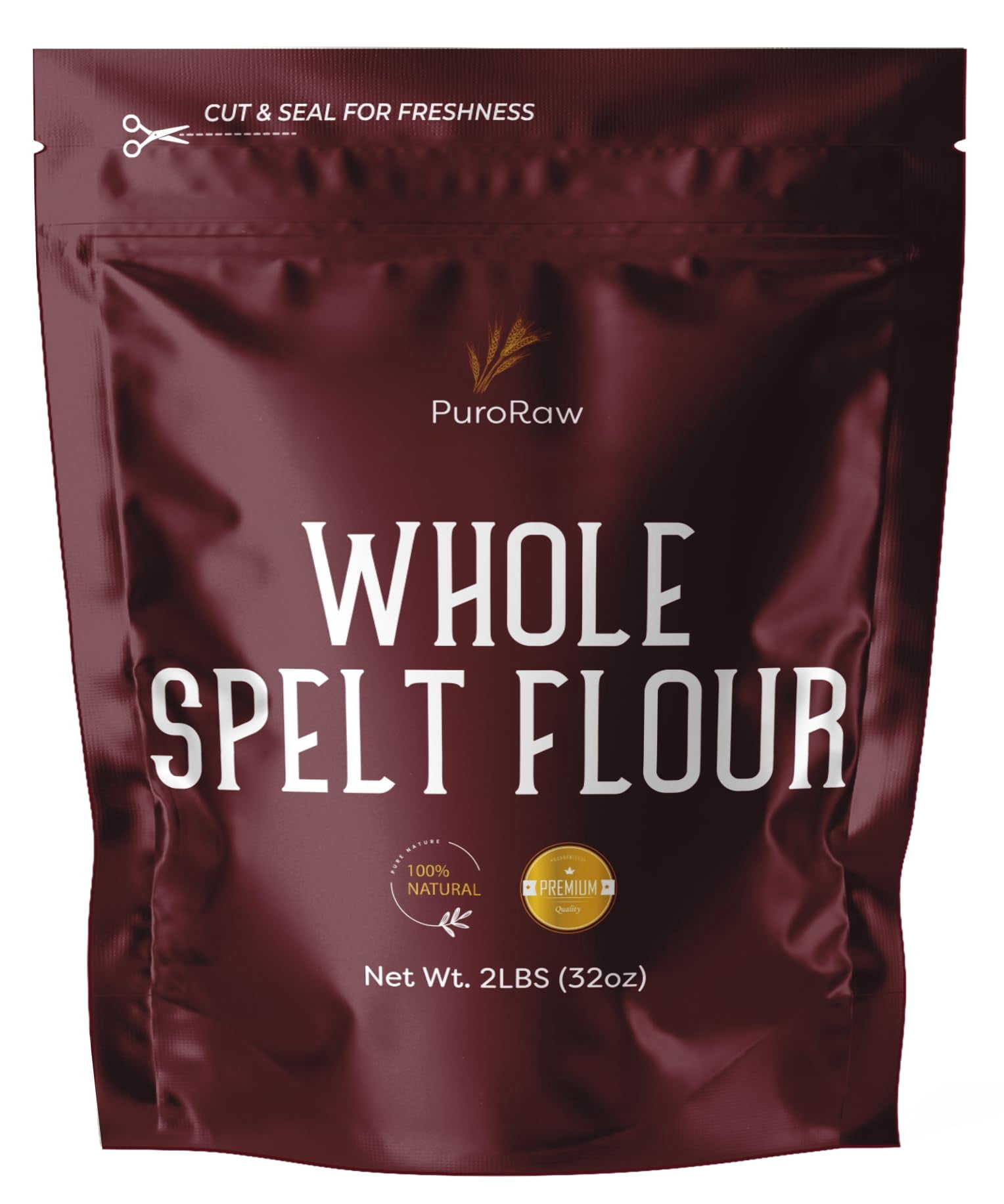 PuroRaw Spelt Flour, 2lbs, BDF32 Whole Grain Spelt Flour, Wholemeal ...