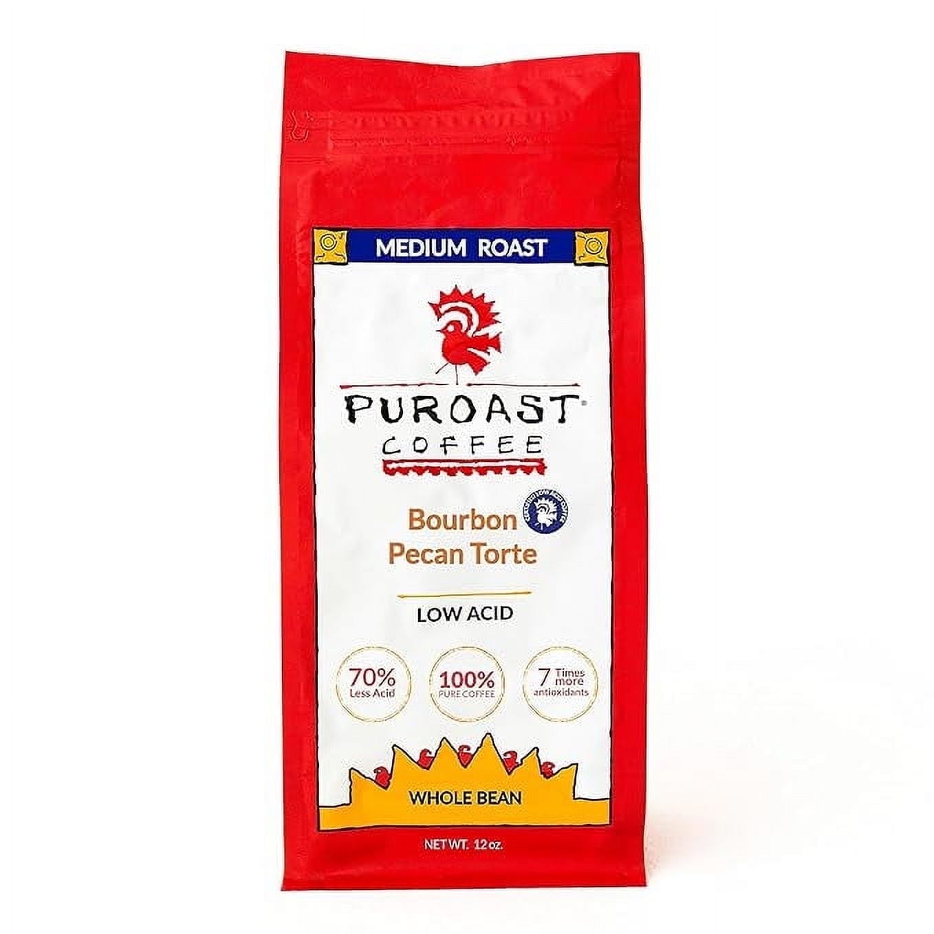 Puroast Low Acid Coffee Whole Bean Bourbon Pecan Torte - 12 oz Pack of ...