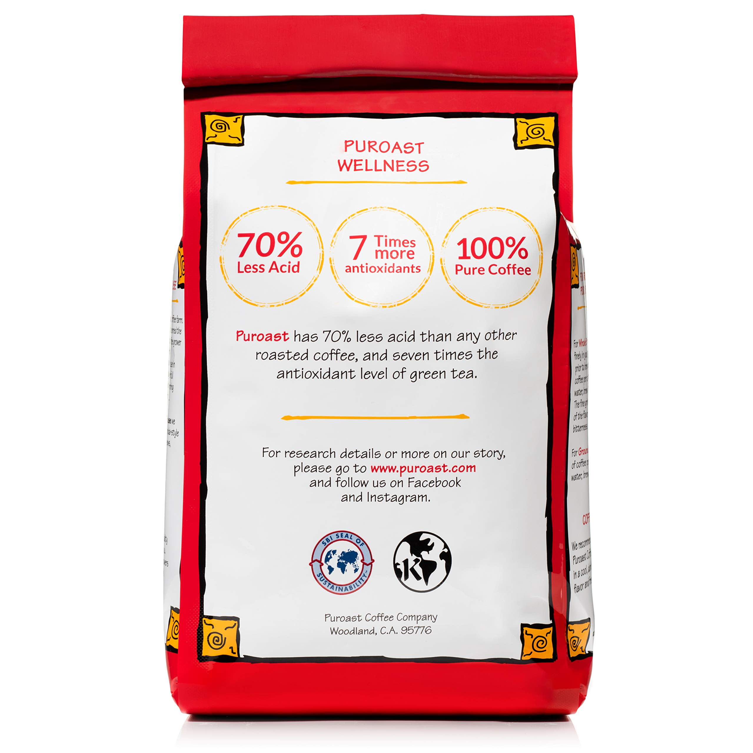 Puroast Low Acid SCH4 Coffee Coffeehouse Colombian Supremo Medium Roast ...