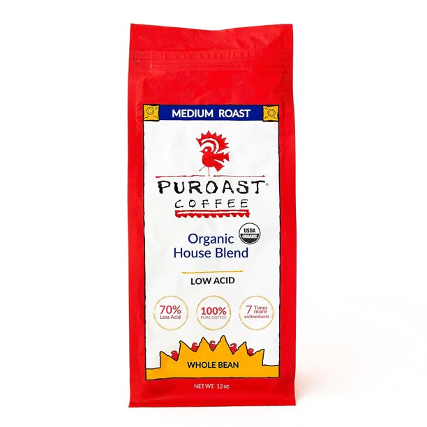 Puroast Organic Low Acid Whole Bean Coffee House Blend - 12 oz ...