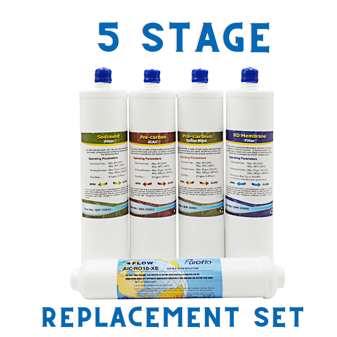 Puroflo PROQ-550 5 pc RO Water Filter Replacement Set, Yearly ...
