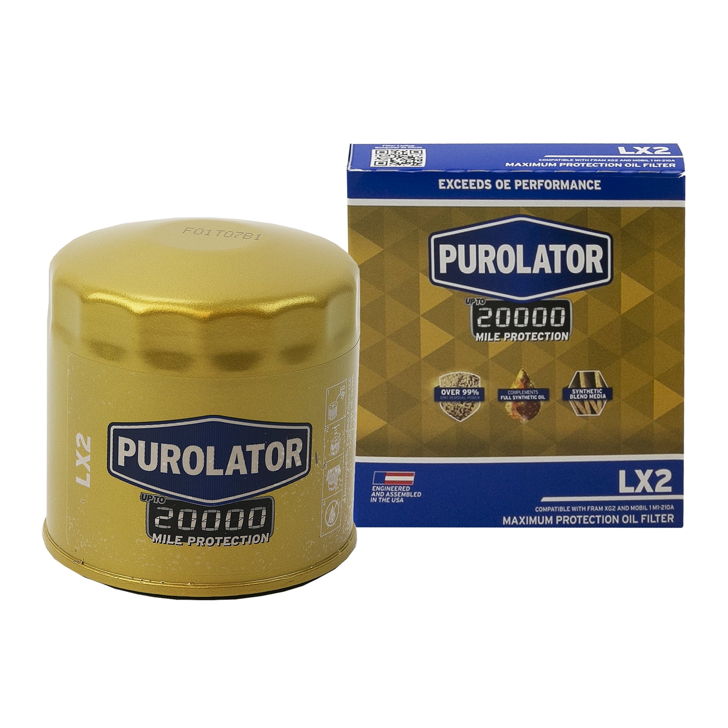 Purolator 20K Oil Filter LX2 Exceeds OE Performance, Engine Protection ...