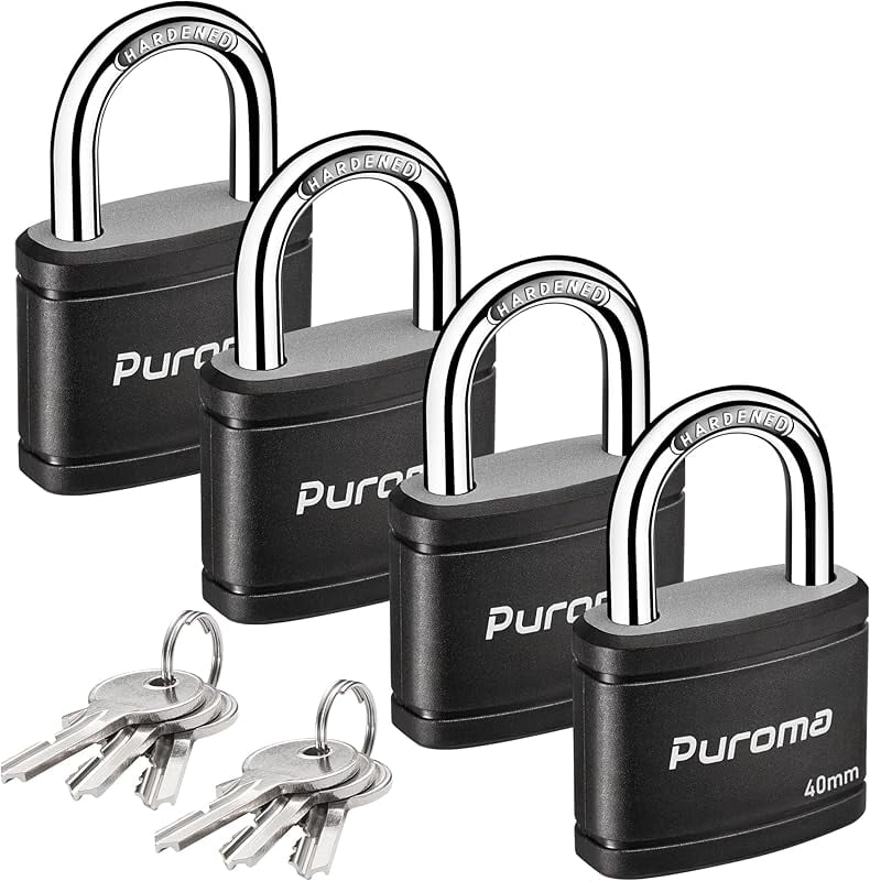 Puroma 2 Pack Keyed Padlock with 3 Keys Alike, 1.1 Inch Locker Lock ...