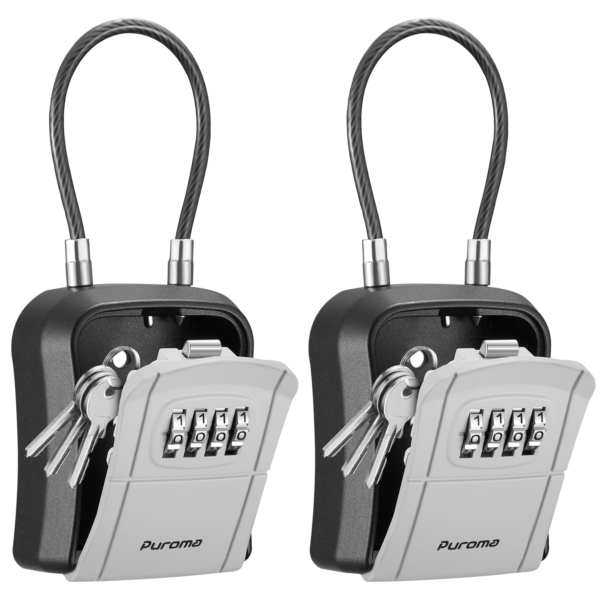 Puroma Lock Box Portable Key Lock Box With Removable Cable Handle
