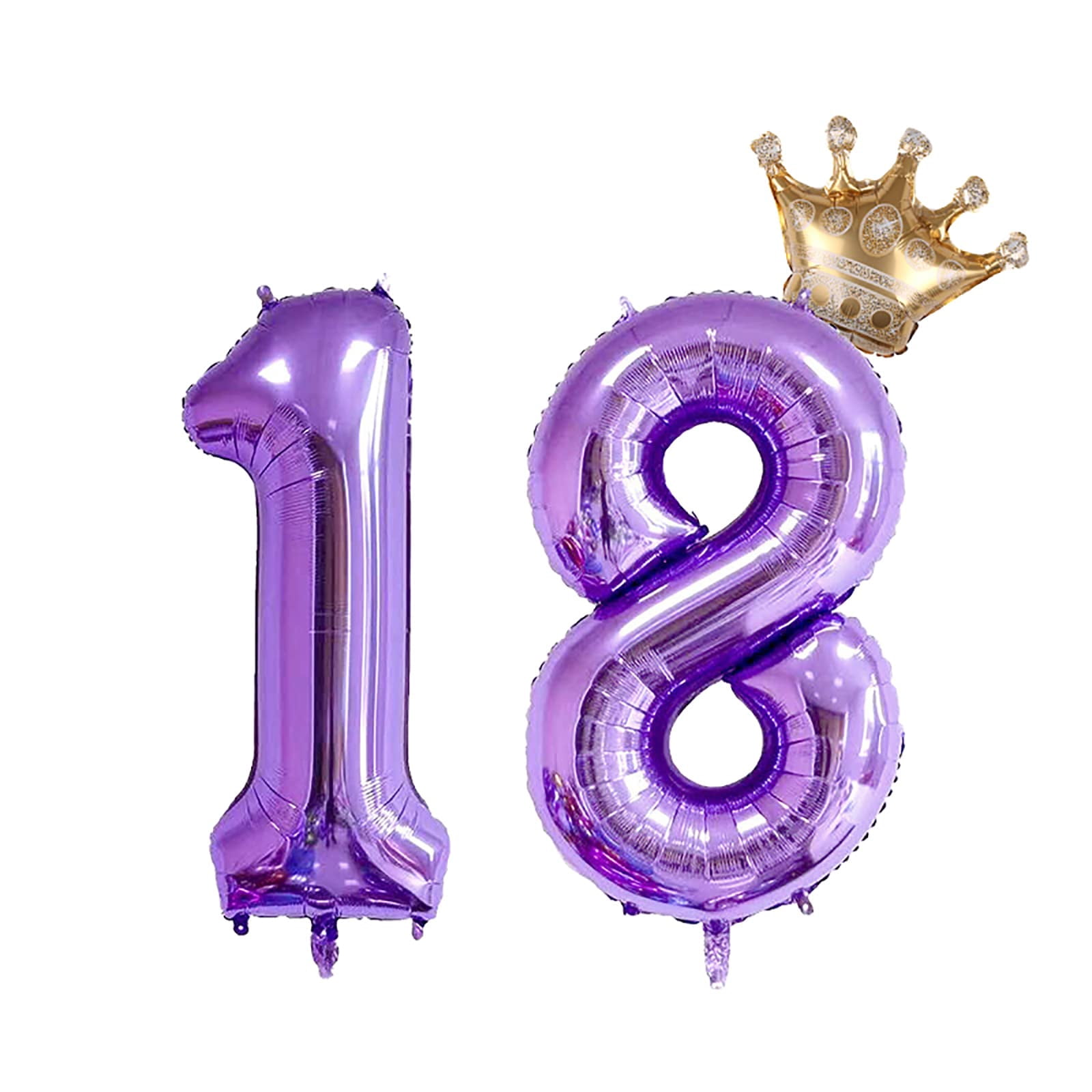 Purple 18 Number Balloon 32 inch NSD3 Jumbo Foil with Detachable Crown ...