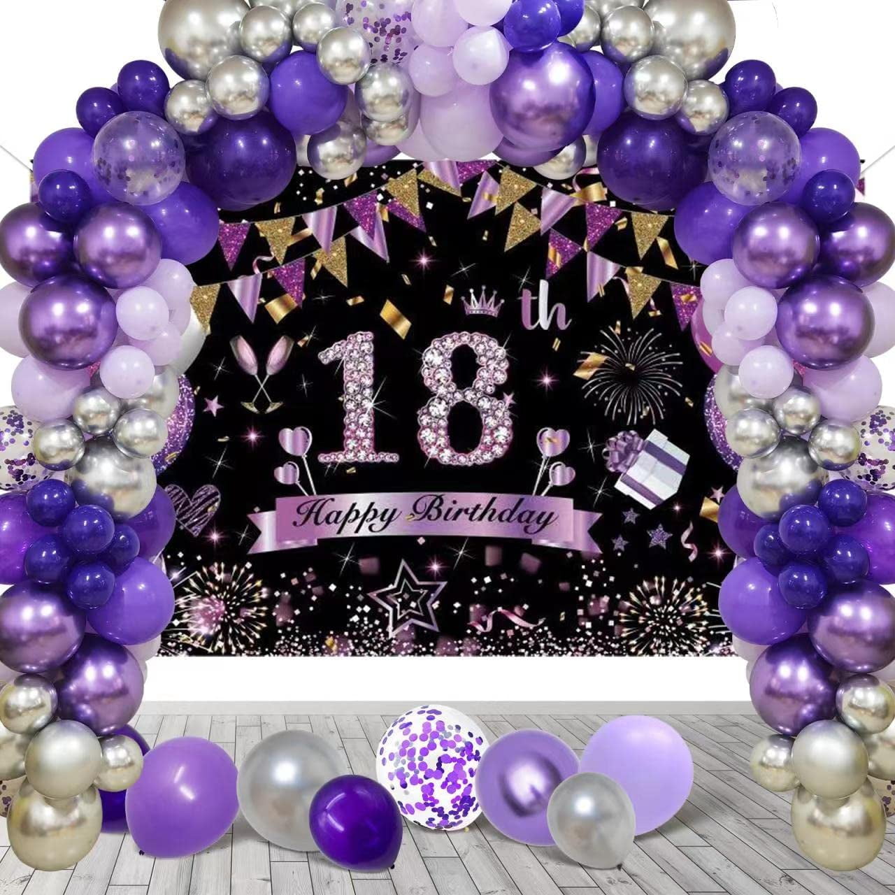 Purple 18th Birthday Party Decorations for Girls 18 Years Old Birthday ...