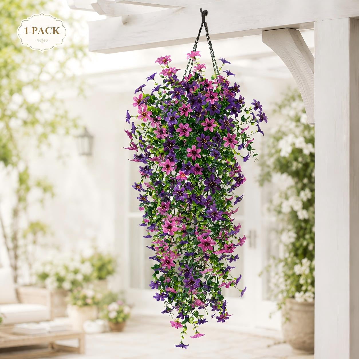 1Pcs Artificial Hanging Silk Flowers for Outdoors Fake Hanging Plants ...