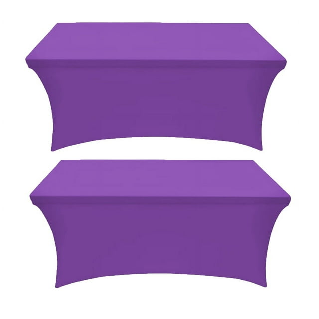 Purple 2 Pack 8 Foot Rectangular Stretch Spandex Table Cover by Banquet ...