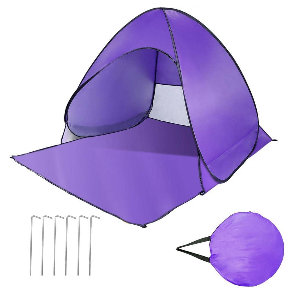 Purple 2-Person/3-Person Outdoor Portable Pop Up Beach Camping Tent for ...