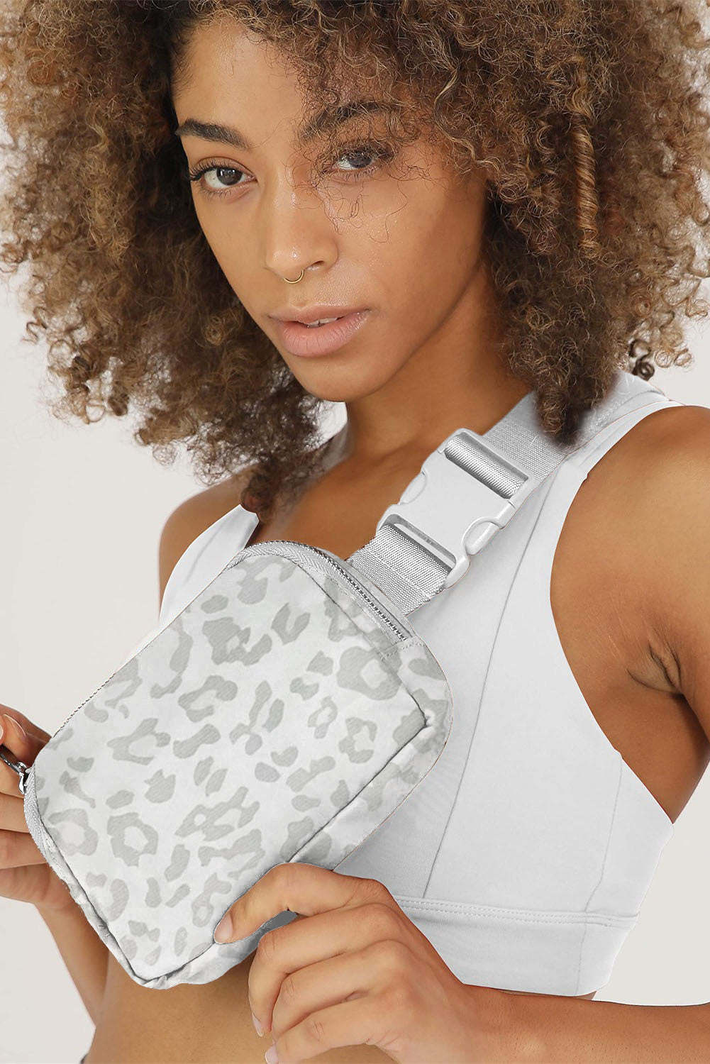 Purple 20*5*14cm Leopard Print Buckle Canvas Waist Pack Belt Bag ...