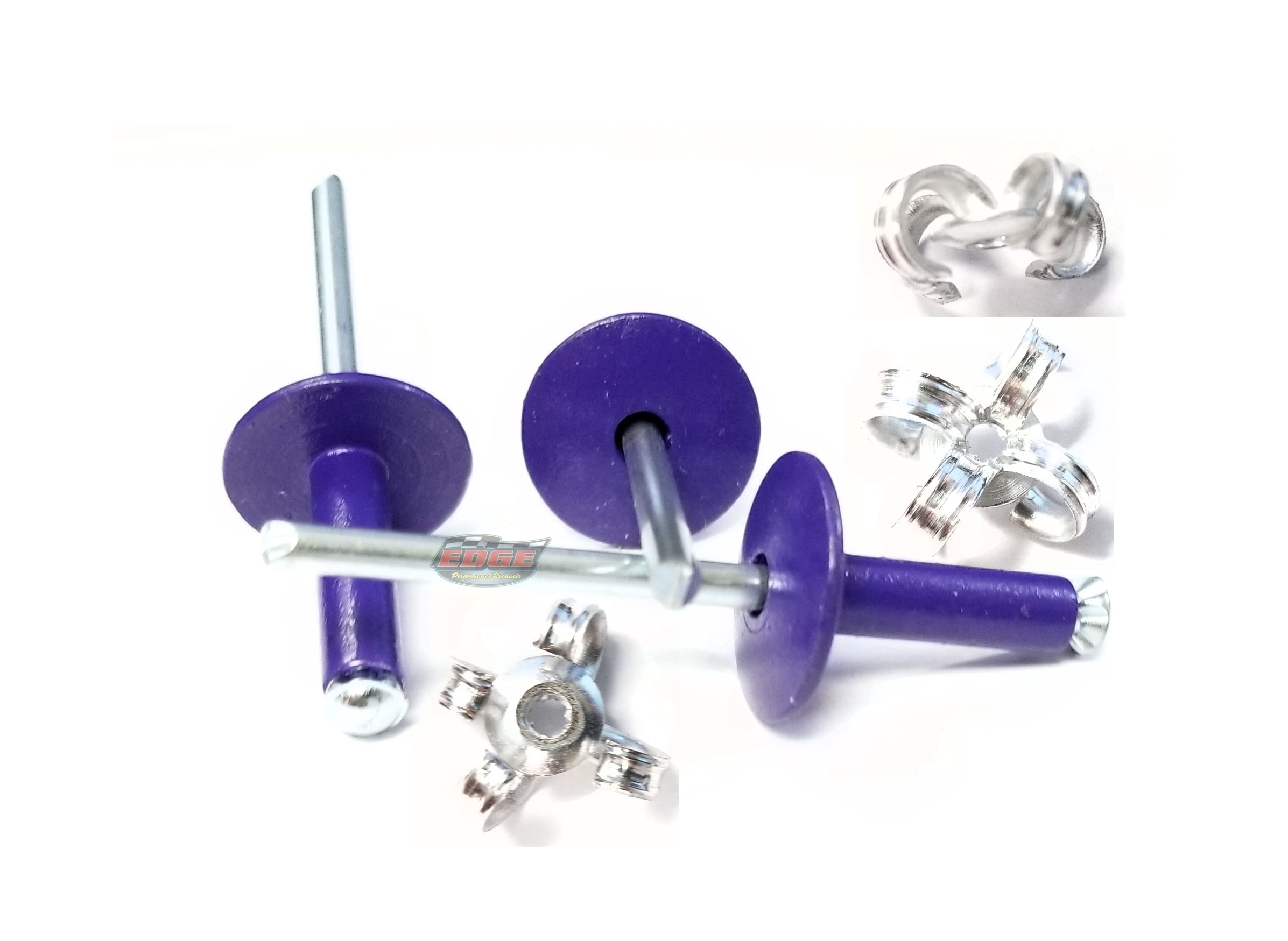Purple 3/16" Pop Rivets Aluminum Large Head Peel Back Fasteners .125 ...