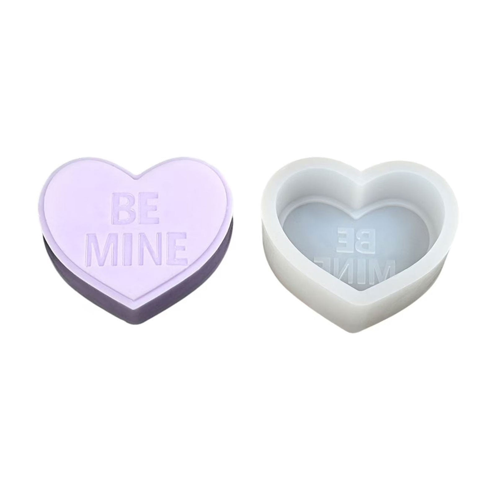 Purple 3D Heart Silicone Mold 3.62in for Valentine’s Day, Soap ...