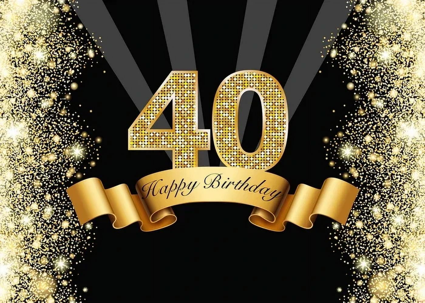 Purple 40th Backdrop For Woman Man Happy Birthday Party 40 Years Old ...
