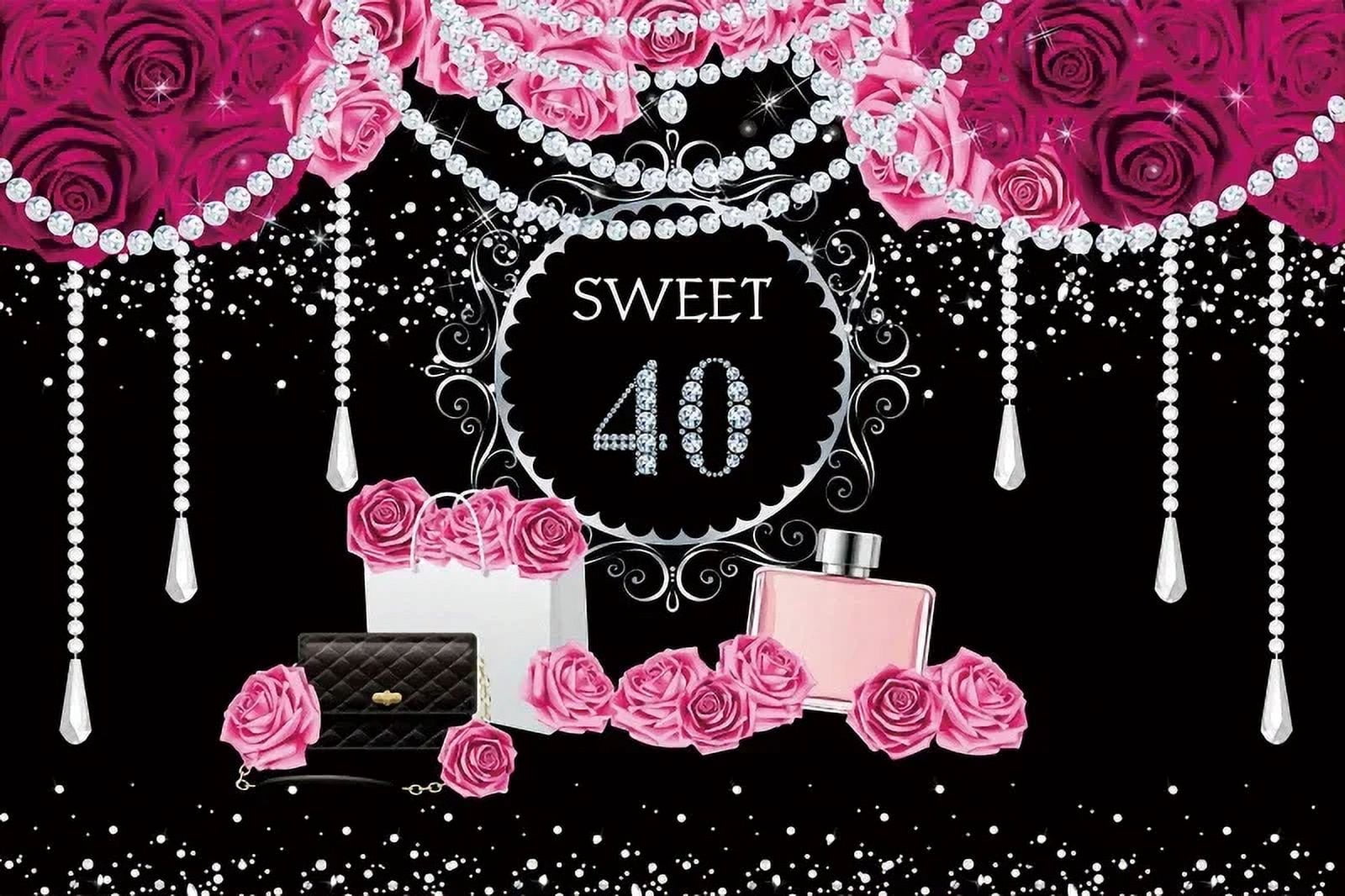 Purple 40th Backdrop For Woman Man Happy Birthday Party 40 Years Old ...