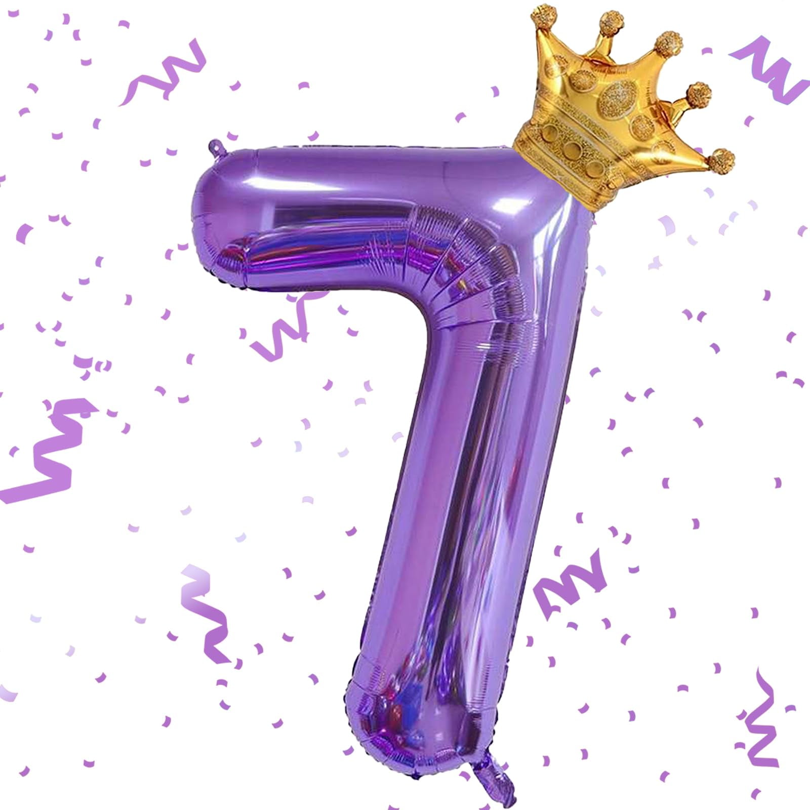 Purple 7 Balloon 40 Inch,Giant Number 7 Balloon & Mini Crown Balloon ...
