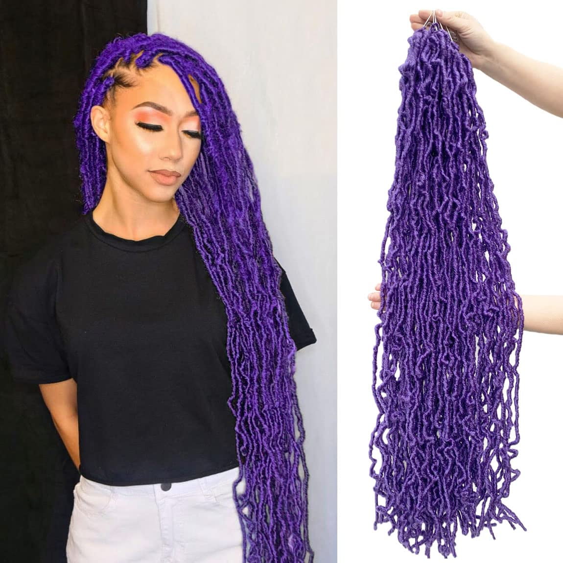 Purple 7 Packs Soft .. Locs 36 Inch Faux .. Locs Crochet Hair for ...