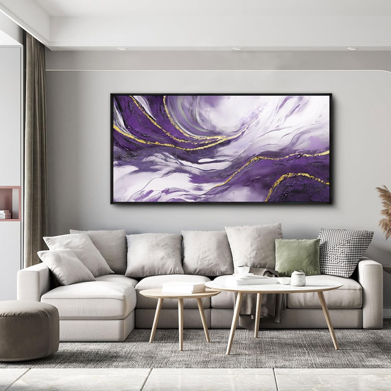 Purple Abstract Canvas Wall Decor for Living Room - Purple and Gold ...