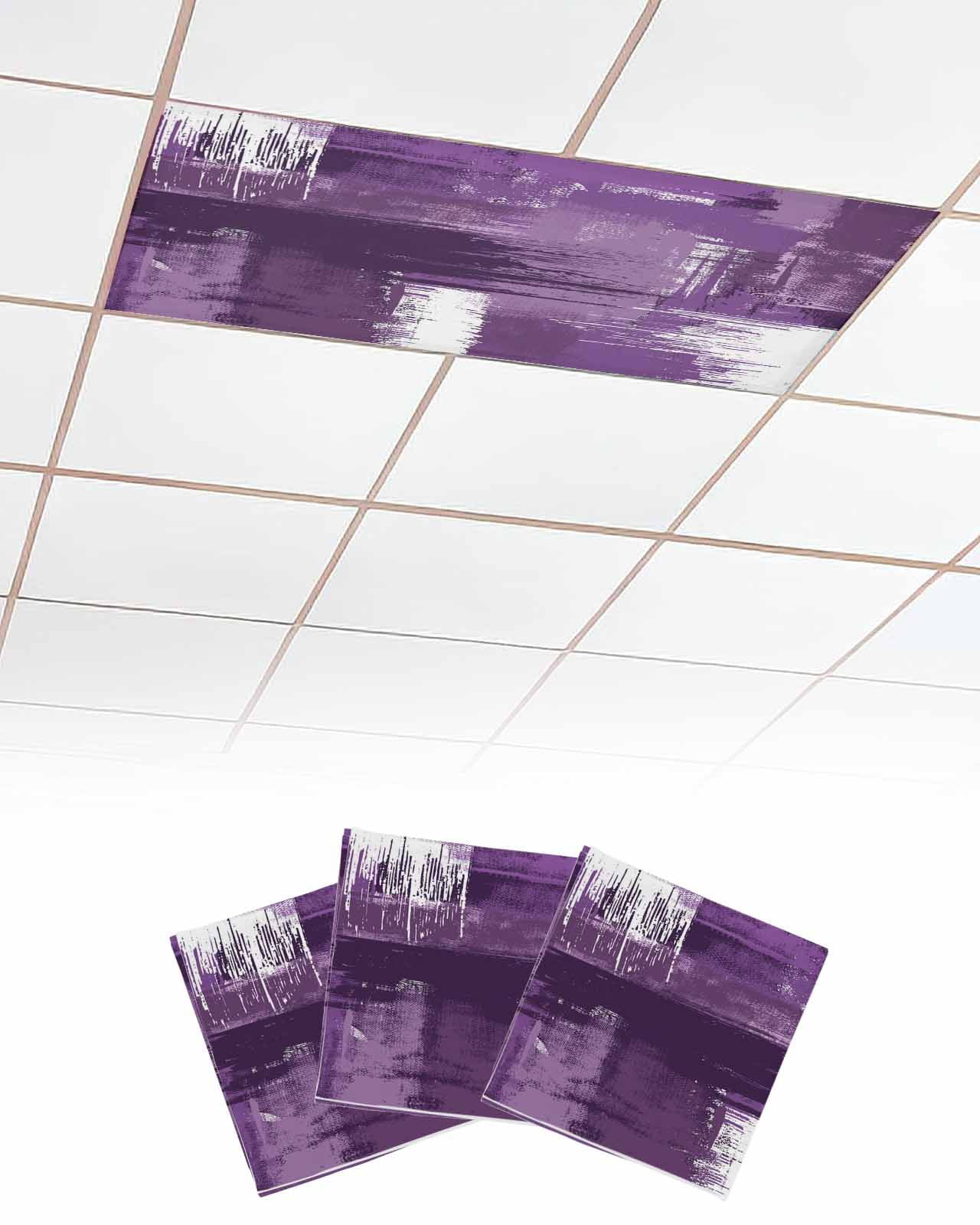 Purple Abstract Fluorescent Light Covers for Ceiling Lights 4x2 feet,3 ...