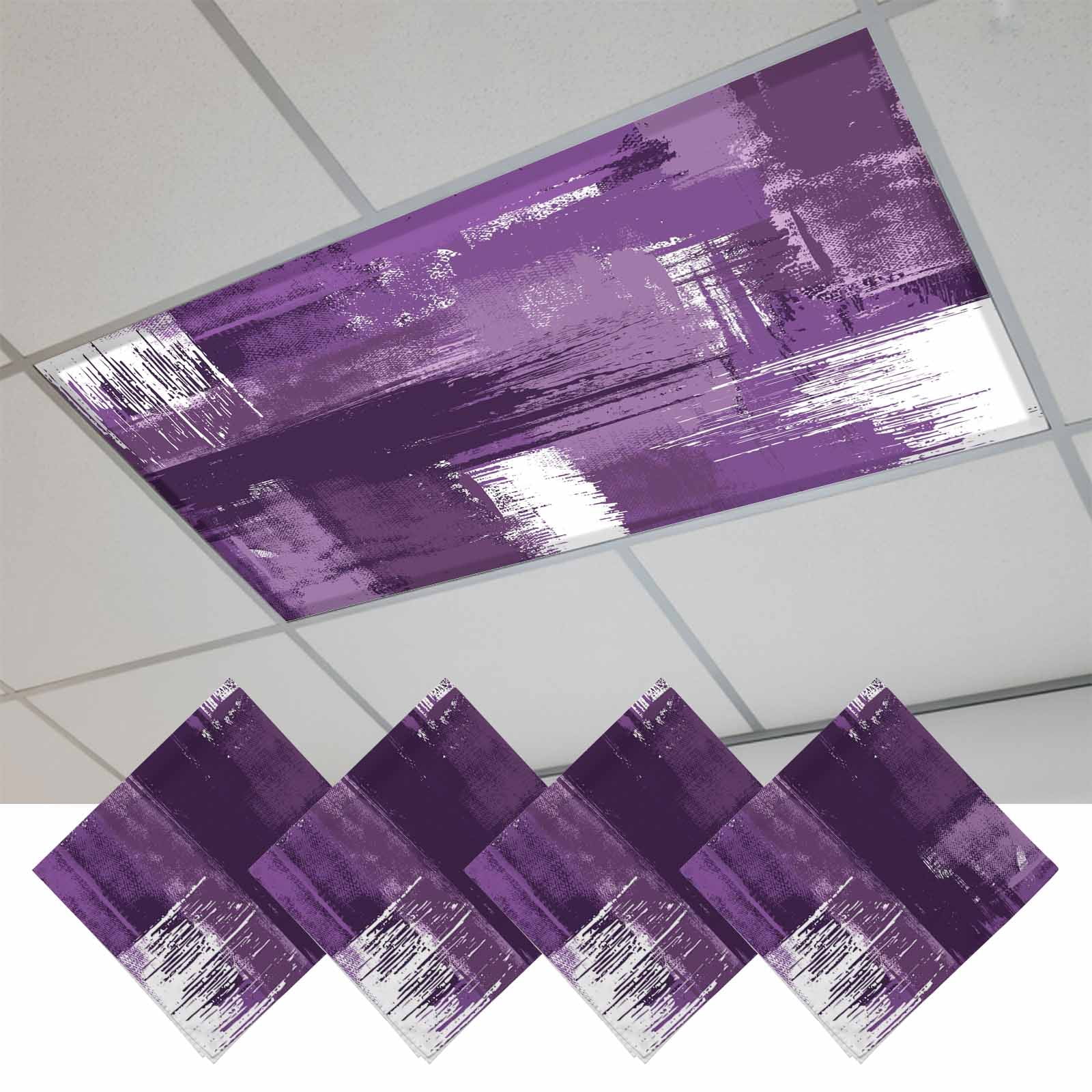 Purple Abstract Magnetic Fluorescent Light Covers for Ceiling Lights ...