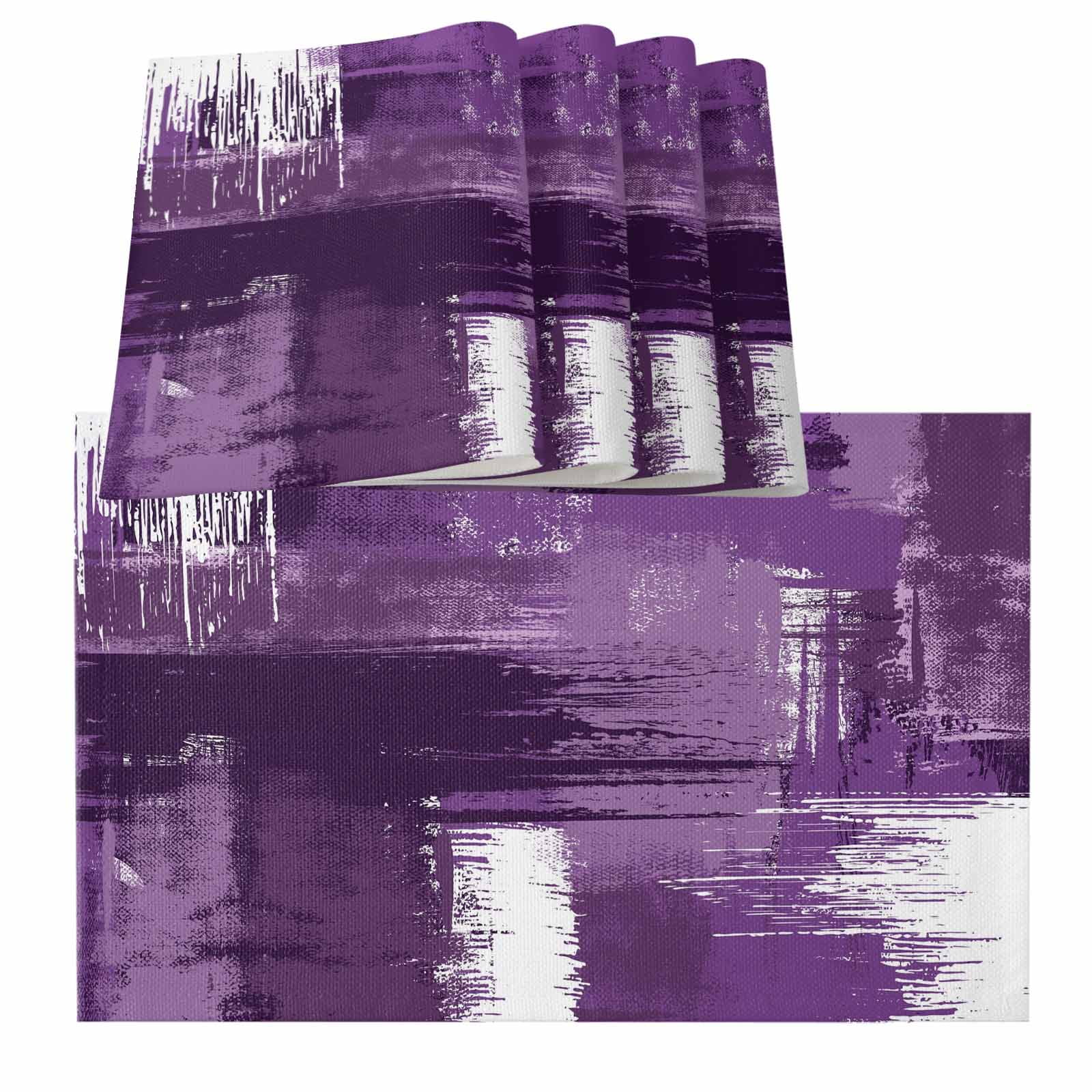 Purple Abstract Modern Mottled Art Oil Painting Burlap Kitchen Place ...