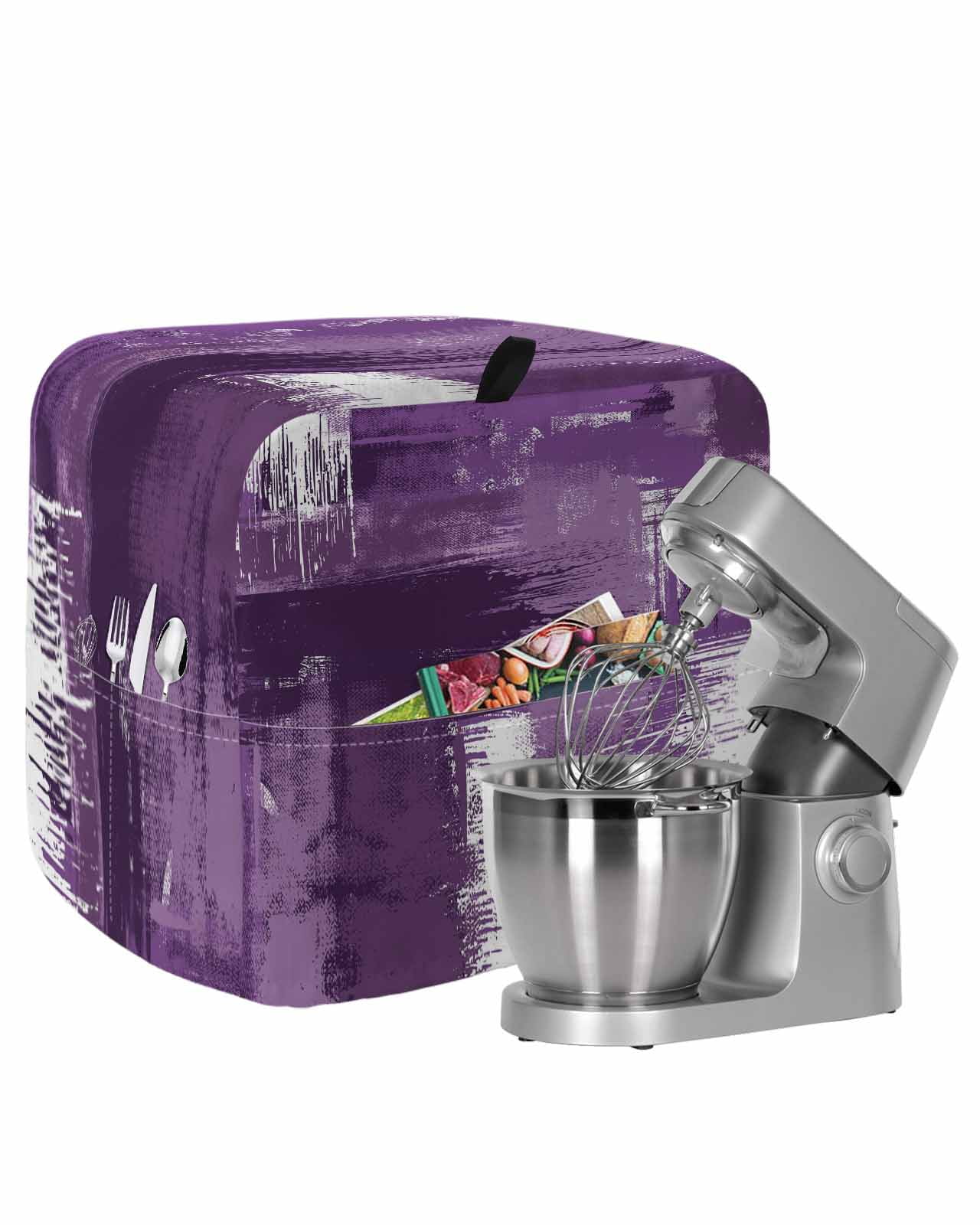 Purple Abstract Stand Mixer Dust Cover with Storage Pocket & Handles ...