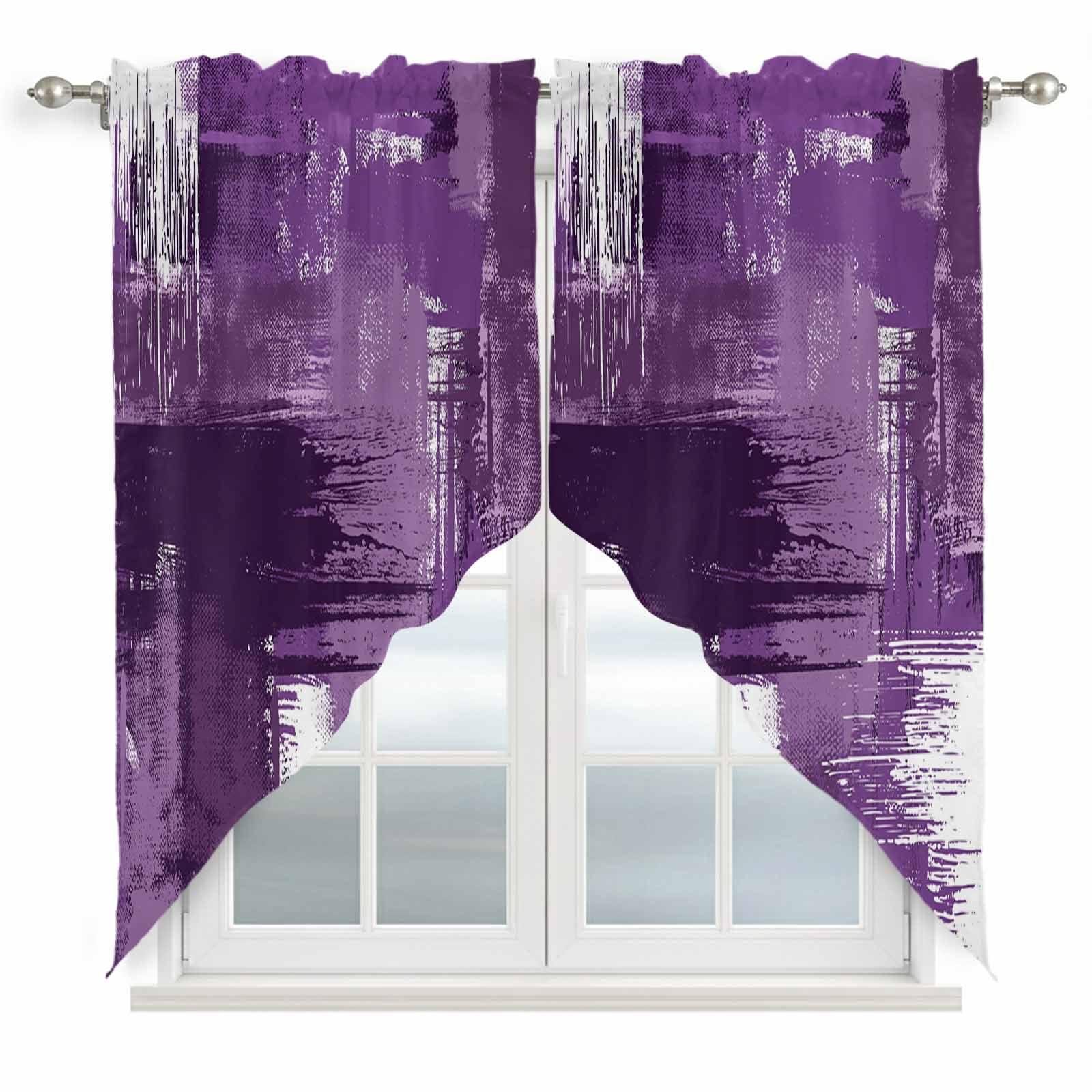 Purple Abstract Swag Curtains Modern Mottled Art Oil Painting Swag ...