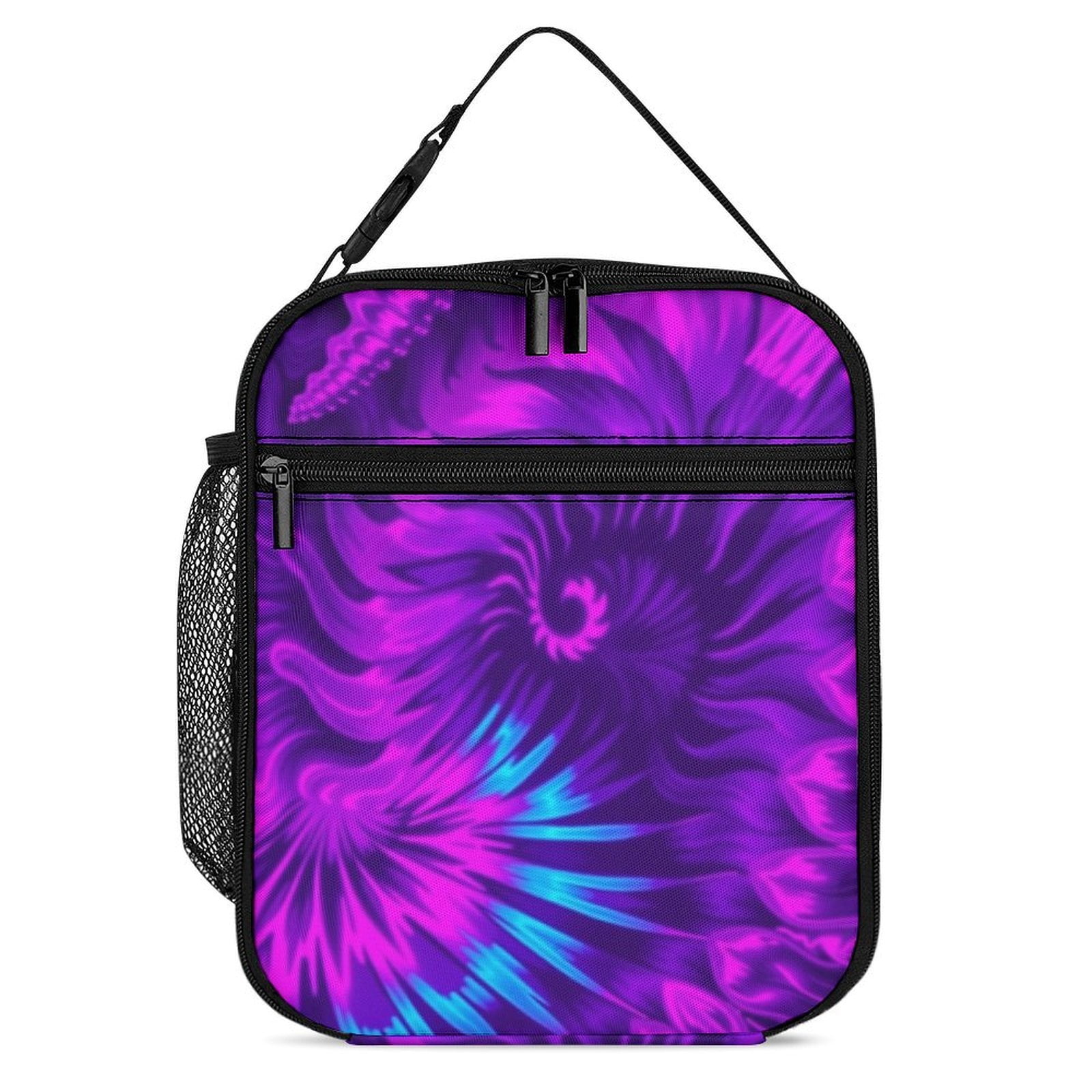 Purple Abstract Swirls Lunch Bag Women Portable Bento Box for Outdoor ...