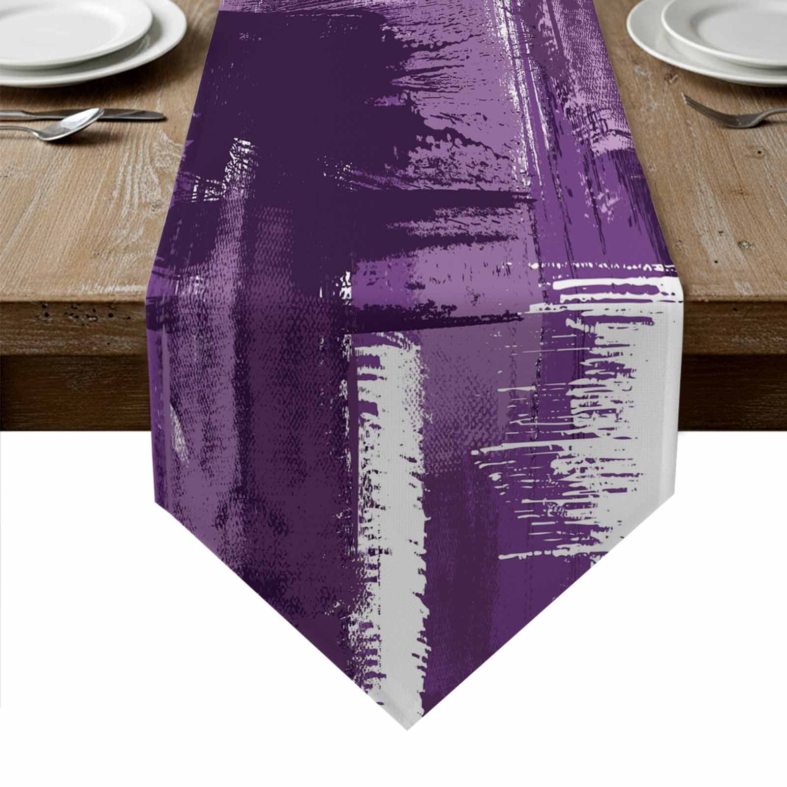Purple Abstract Table Runner Linen Burlap Table Runner 72 Inches Long ...