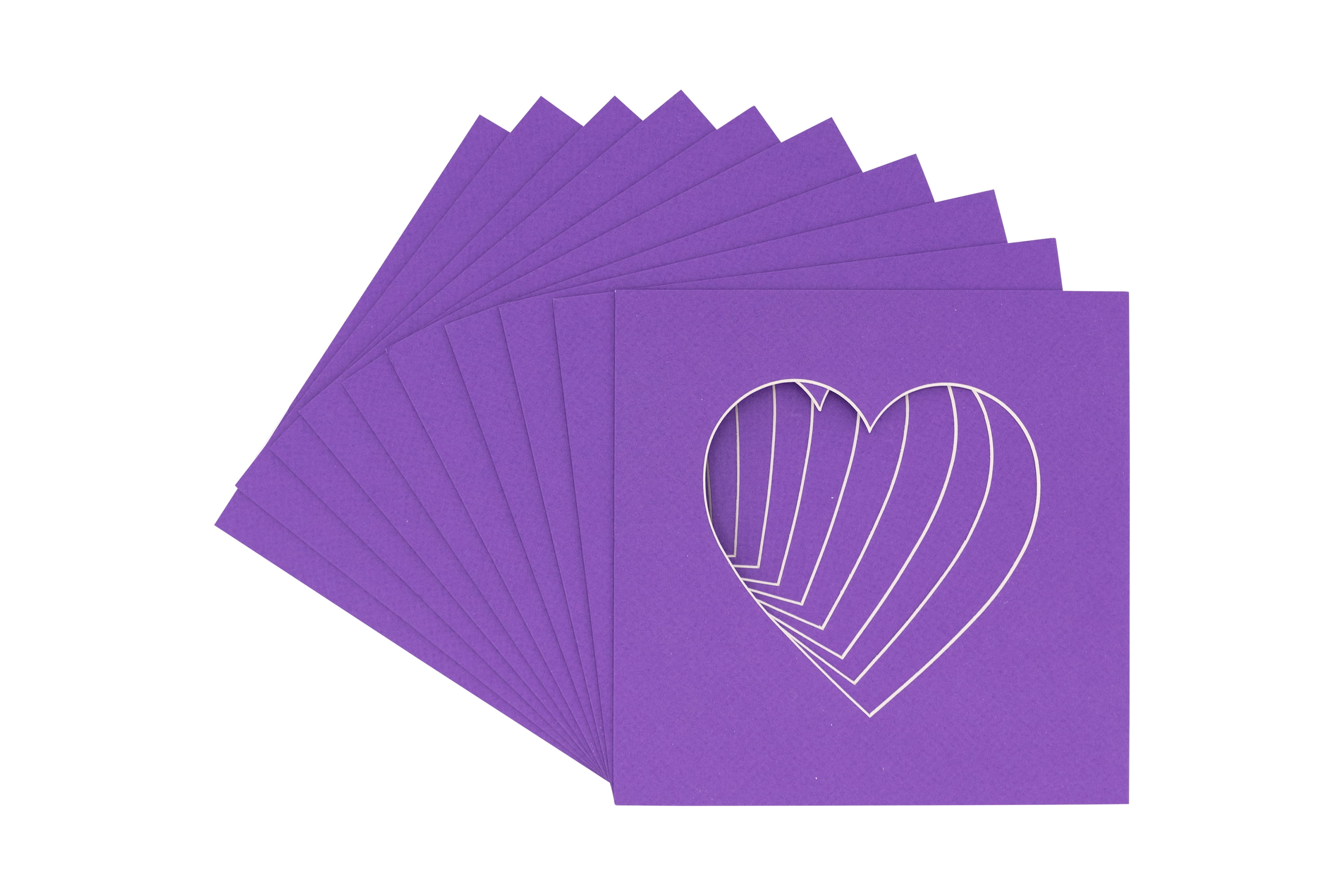 Purple Acid Free 7x7 Heart Picture Frame Mat with White Core Bevel Cut ...