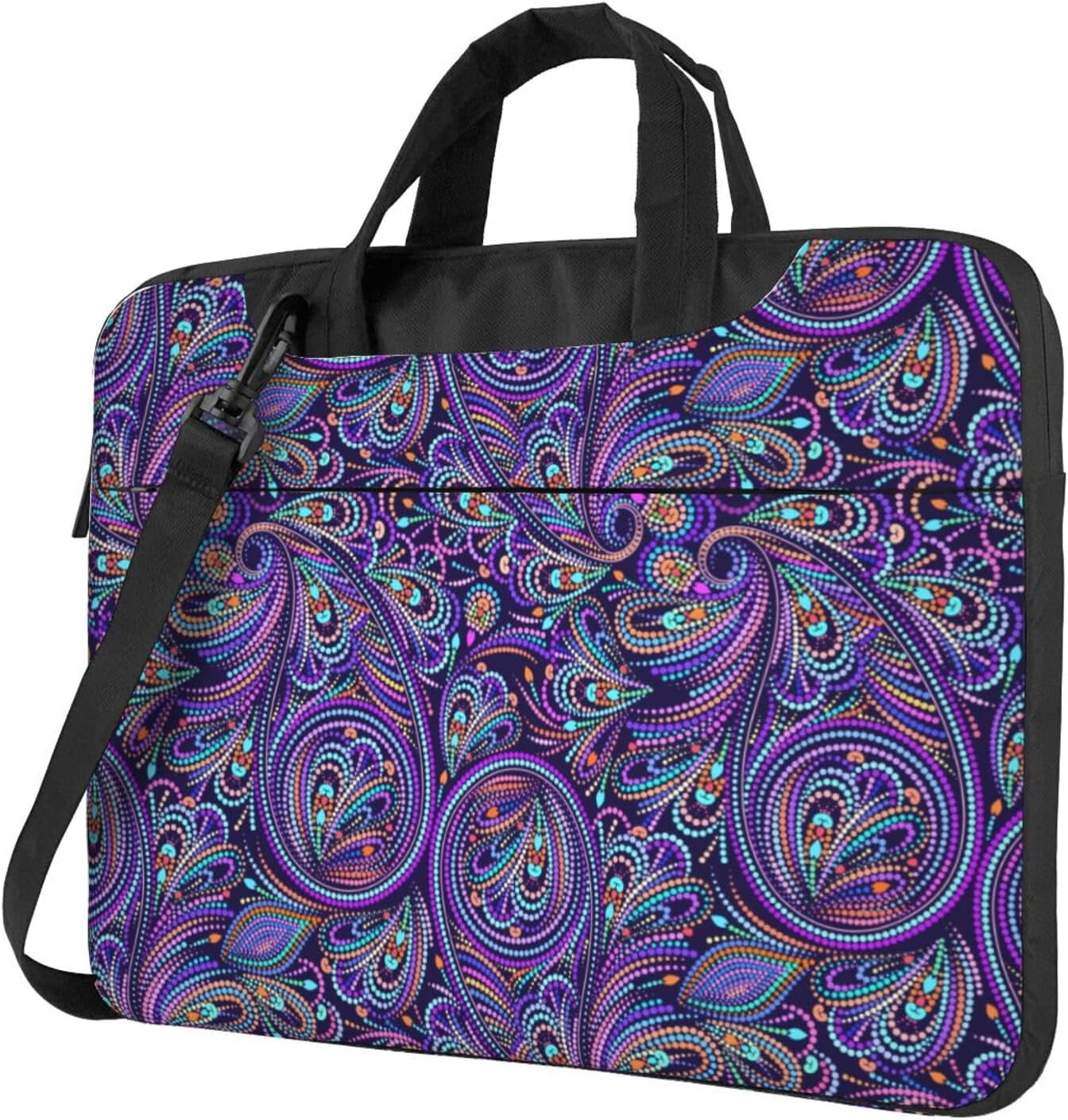 Purple Aesthetic Paisley Print Laptop Tote Bag For Women Men- Laptop ...