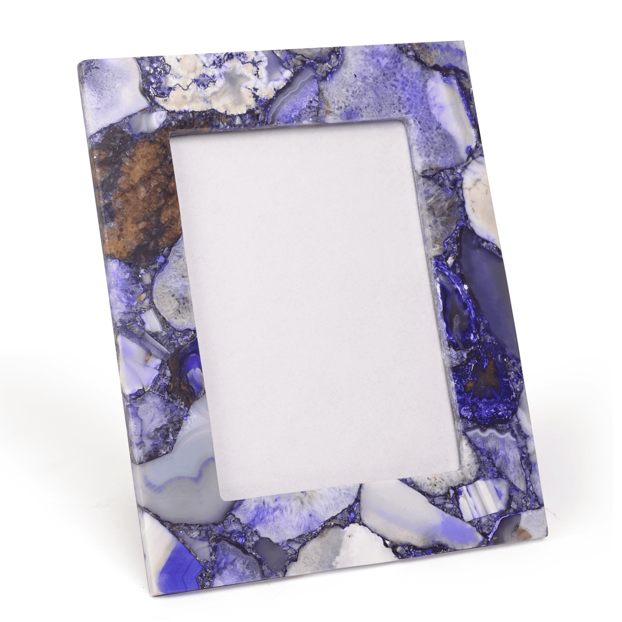 Purple Agate Crystal Picture Gemstone Frame 5 x 7 Inch Polished Natural ...