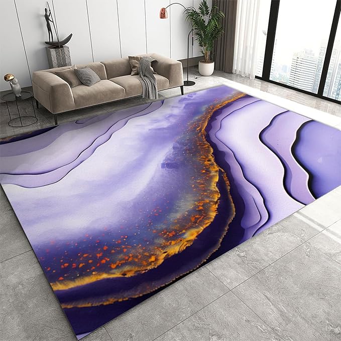 Purple Agate Water Ripples Area Rug, Modern Luxury Marble Texture ...