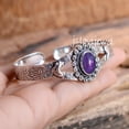 Purple Amethyst Bangle, Oval Stone 925 sterling silver Cuff, Birthstone ...