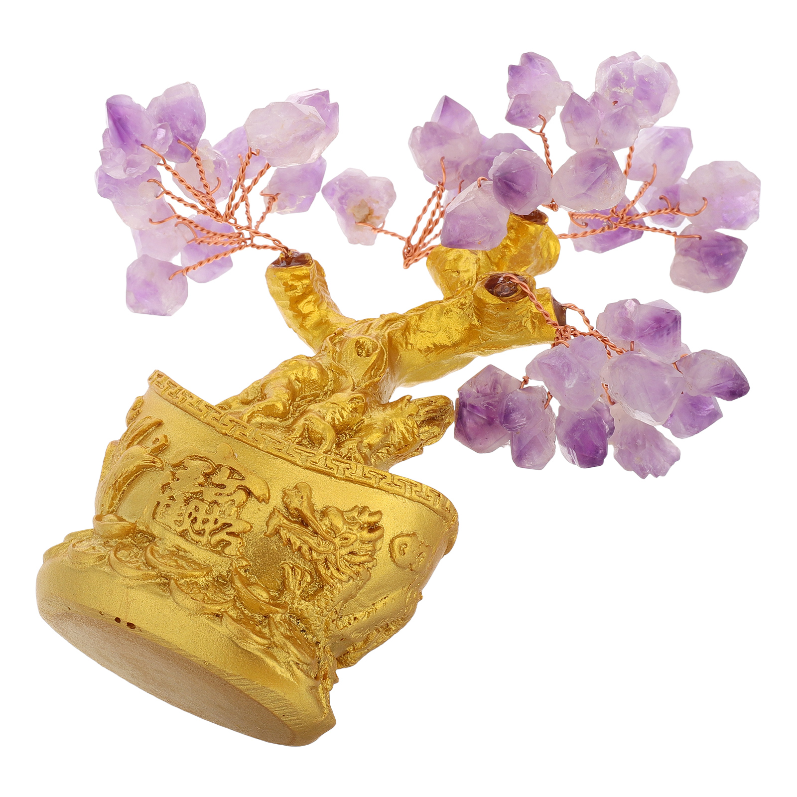 WHAMVOX Amethyst Crystal Money Tree Bonsai with Yuanbao Base for Home ...