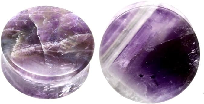 Purple Amethyst Organic Stone Ear Plugs Gauges Sold in Pairs (10mm-00 ...