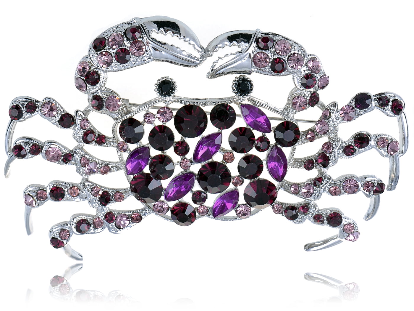 Purple Amethyst Rose Crystal Rhinestone Sea Ocean Pincer Claw Crab Pin ...