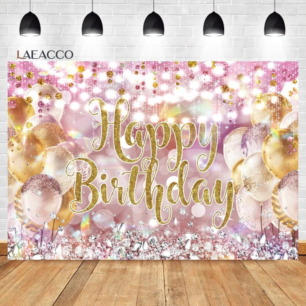 Purple And Black Birthday Backdrop Glitter Spots Balloons Dimonds Women ...