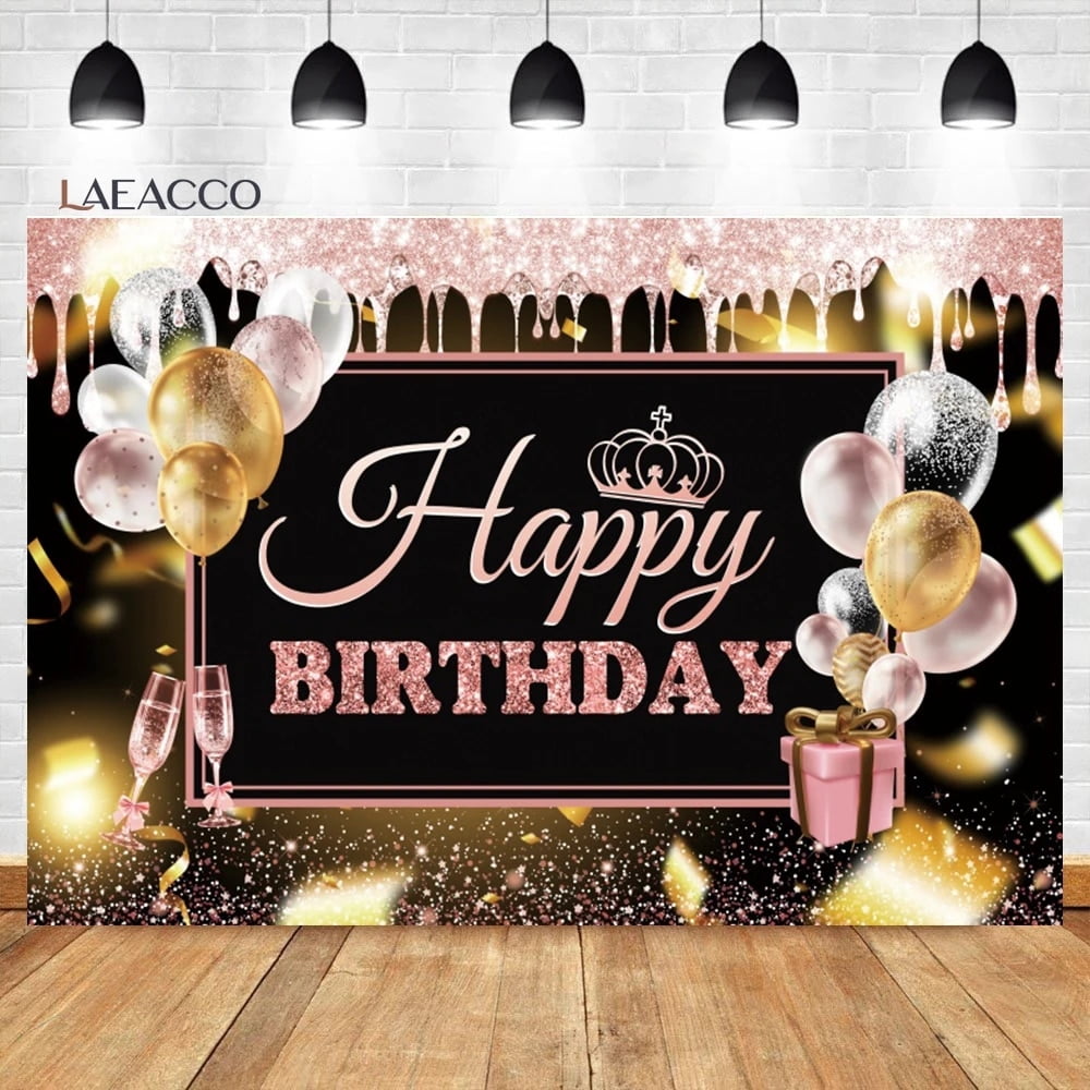 Purple And Black Birthday Backdrop Glitter Spots Balloons Dimonds Women ...