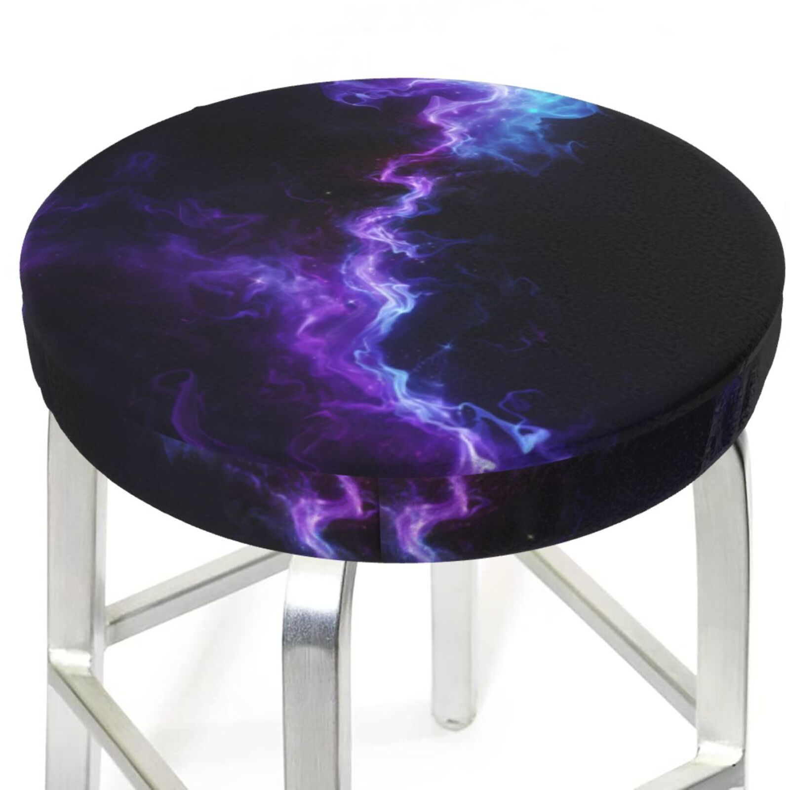 Purple And Blue Nebula Round Bar Stool Covers, Soft Velvet Bar Stool ...