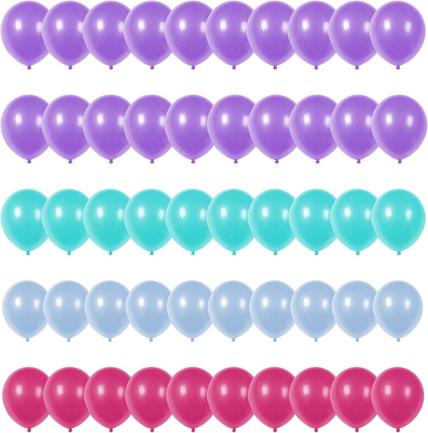 Purple And Blue Pink Teal Balloons 50 Packs 12 Inches Mermaid Balloons ...
