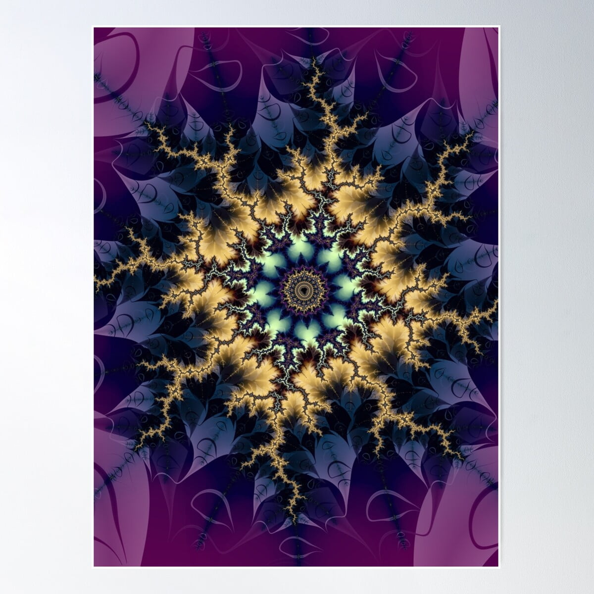 Purple And Gold Mandelbrot Set Fractal Zoom Poster Wall Art, Modern ...