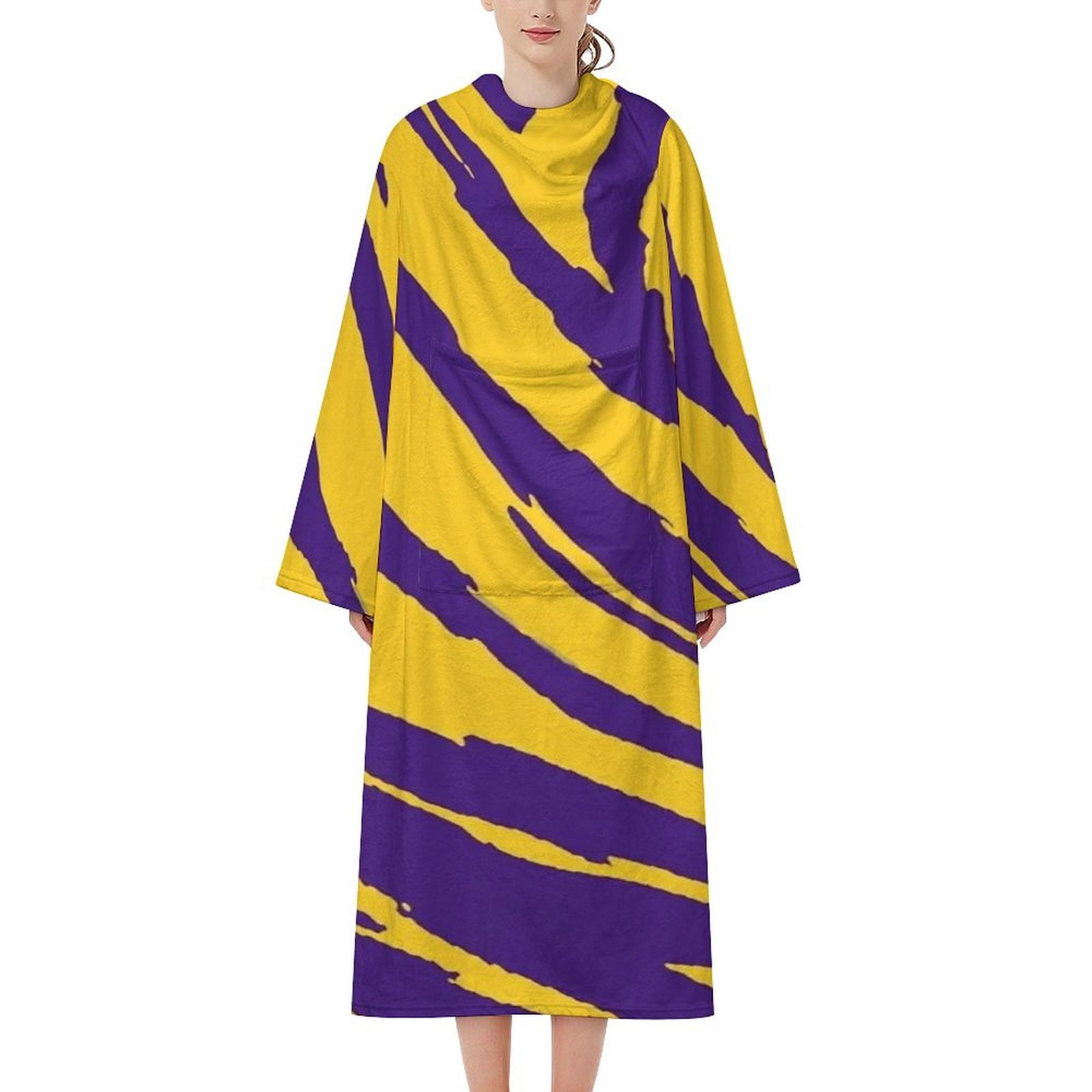 Purple And Gold Tailgate Swag - Claw Marks Bathrobe Plush Bathrobe Cozy ...