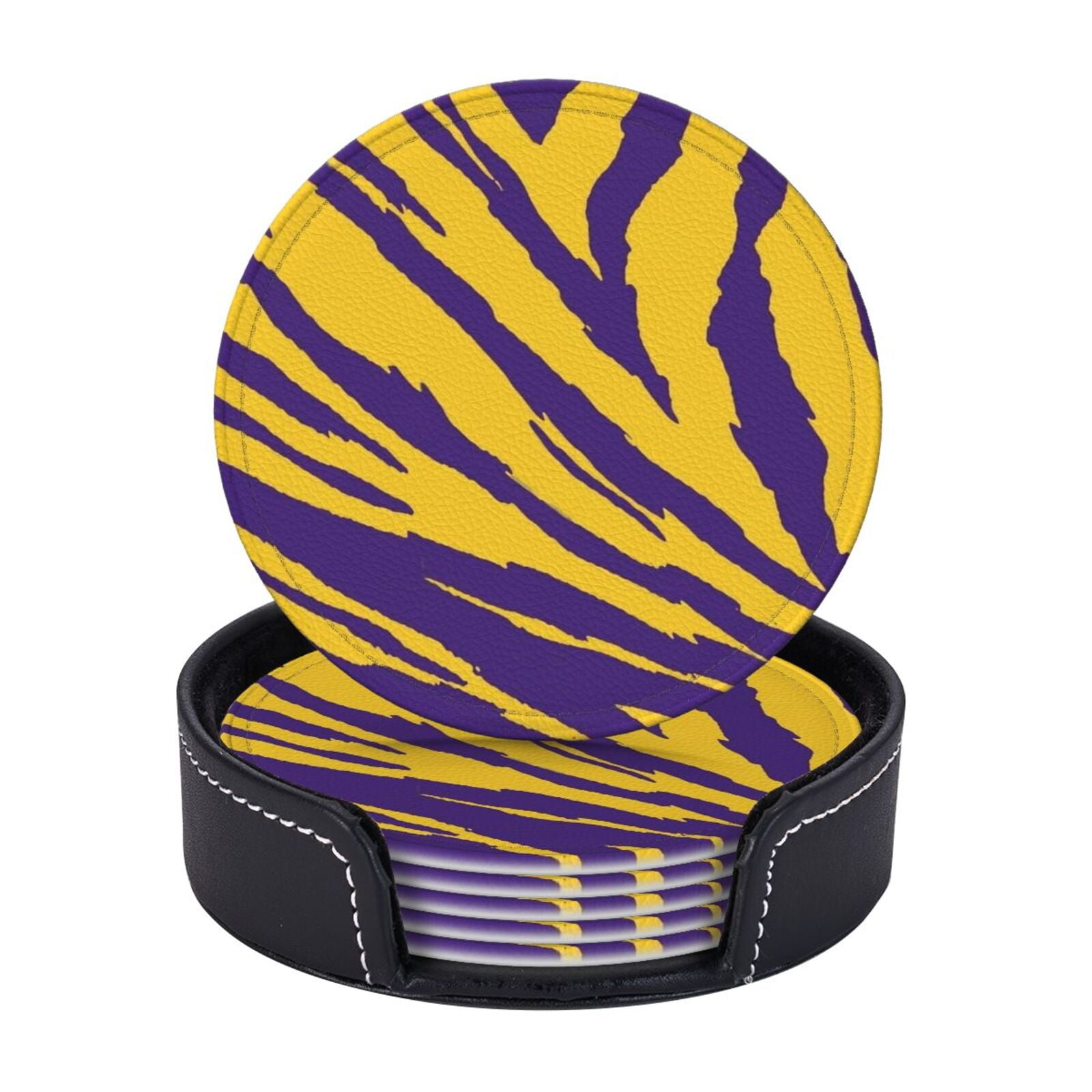 Purple And Gold Tailgate Swag - Claw Marks Coasters With Leather Holder ...