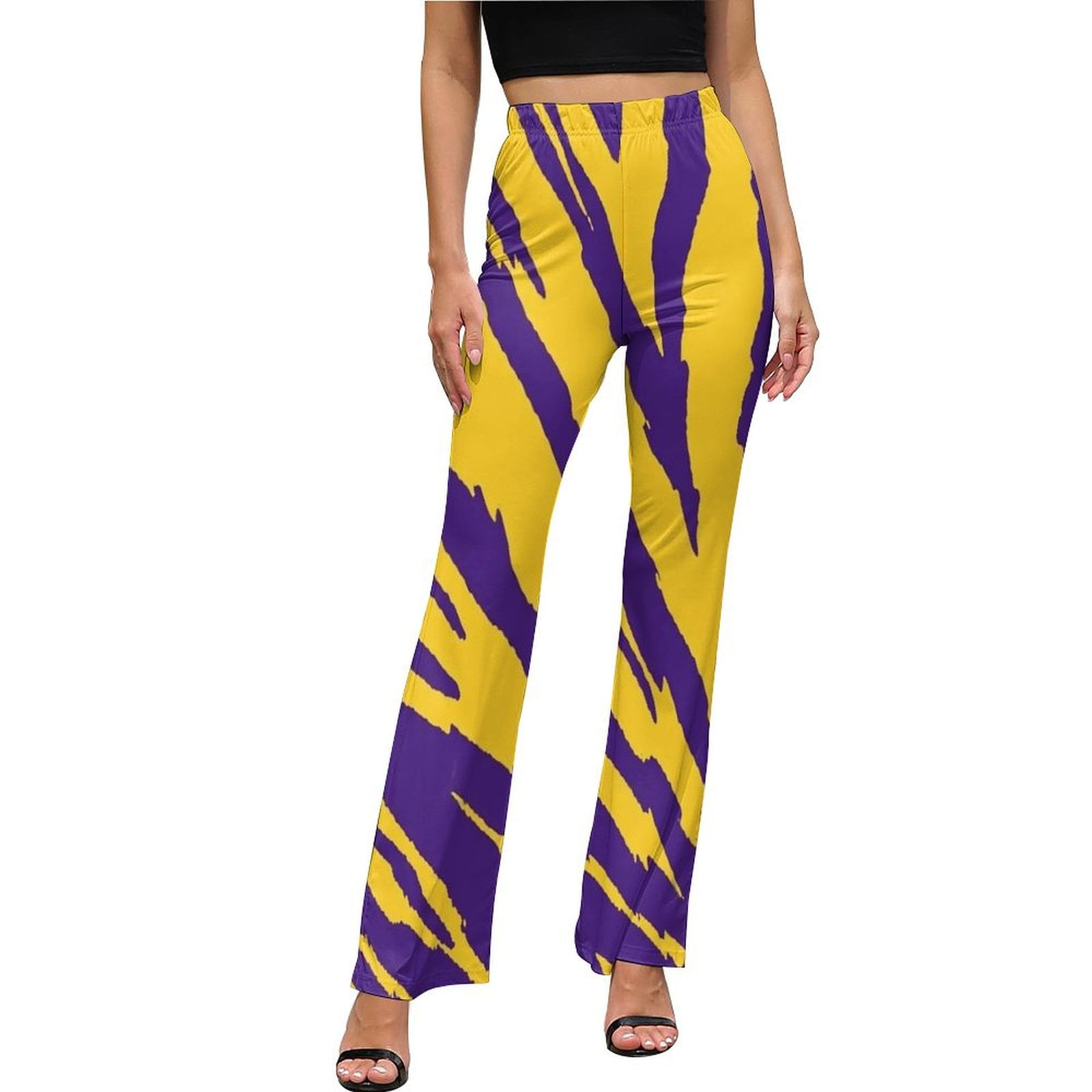 Purple And Gold Tailgate Swag - Claw Marks High Waisted Casual Flared ...