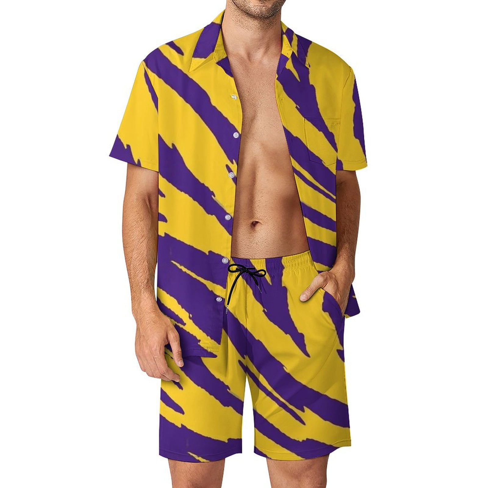Purple And Gold Tailgate Swag - Claw Marks Mens 2 Piece Casual Outfits ...