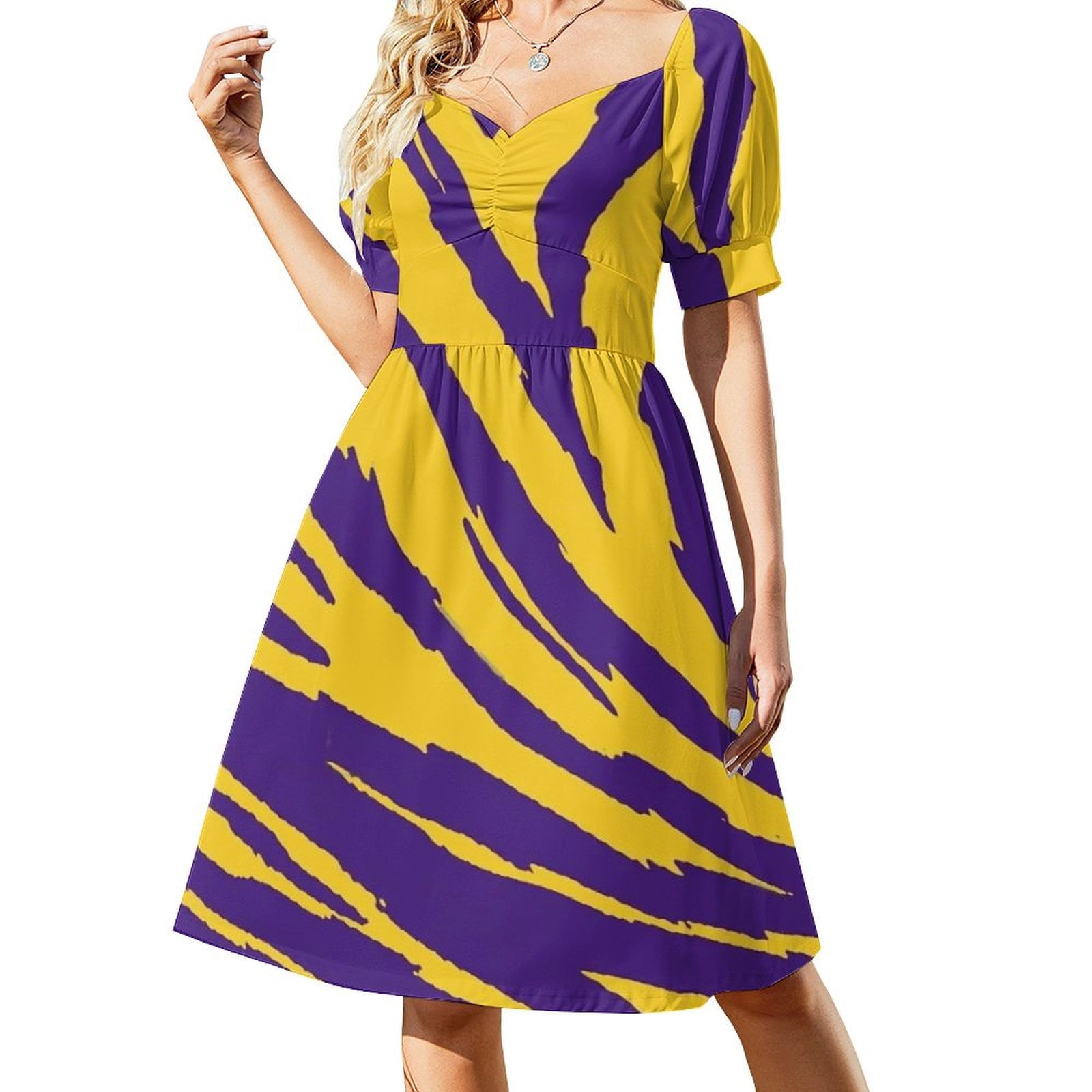 Purple And Gold Tailgate Swag - Claw Marks Short Sleeve Dress Clothes ...