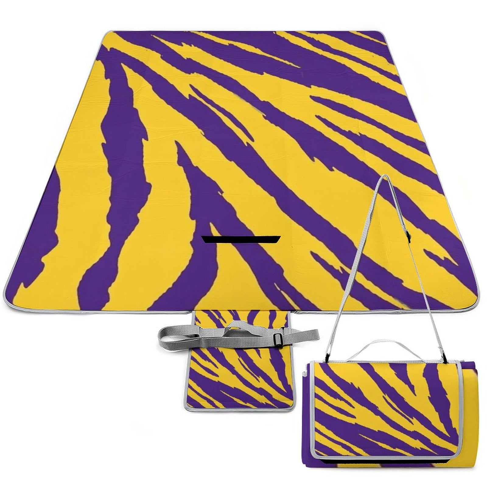 Purple And Gold Tailgate Swag - Claw Marks Square Picnic Mat Waterproof ...