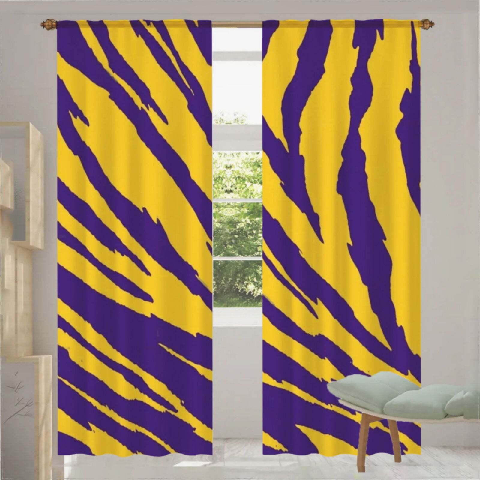 Purple And Gold Tailgate Swag - Claw Marks Window Tulle Curtains for ...