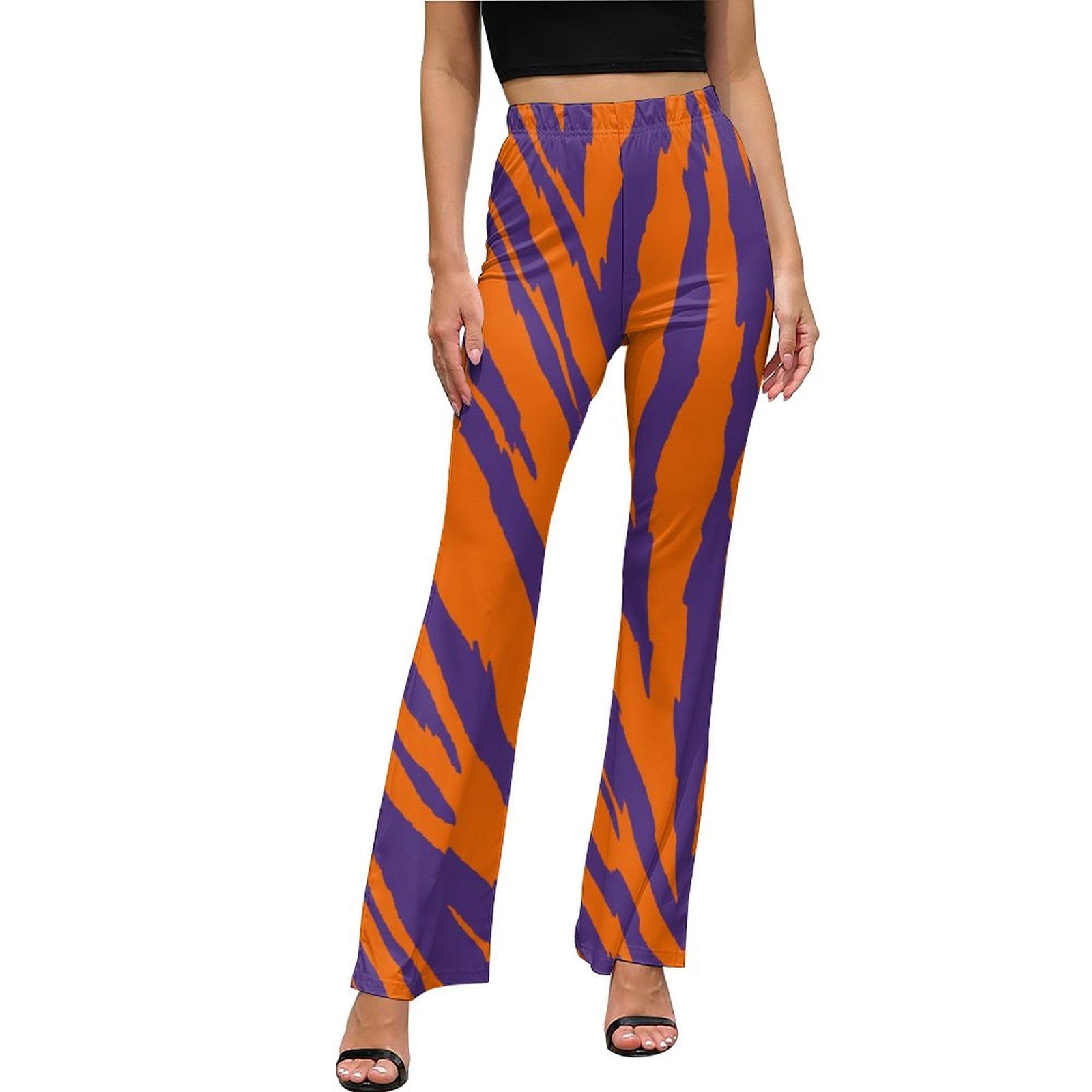 Purple And Orange Tailgate Swag Claw Marks High Waisted Casual Flared ...